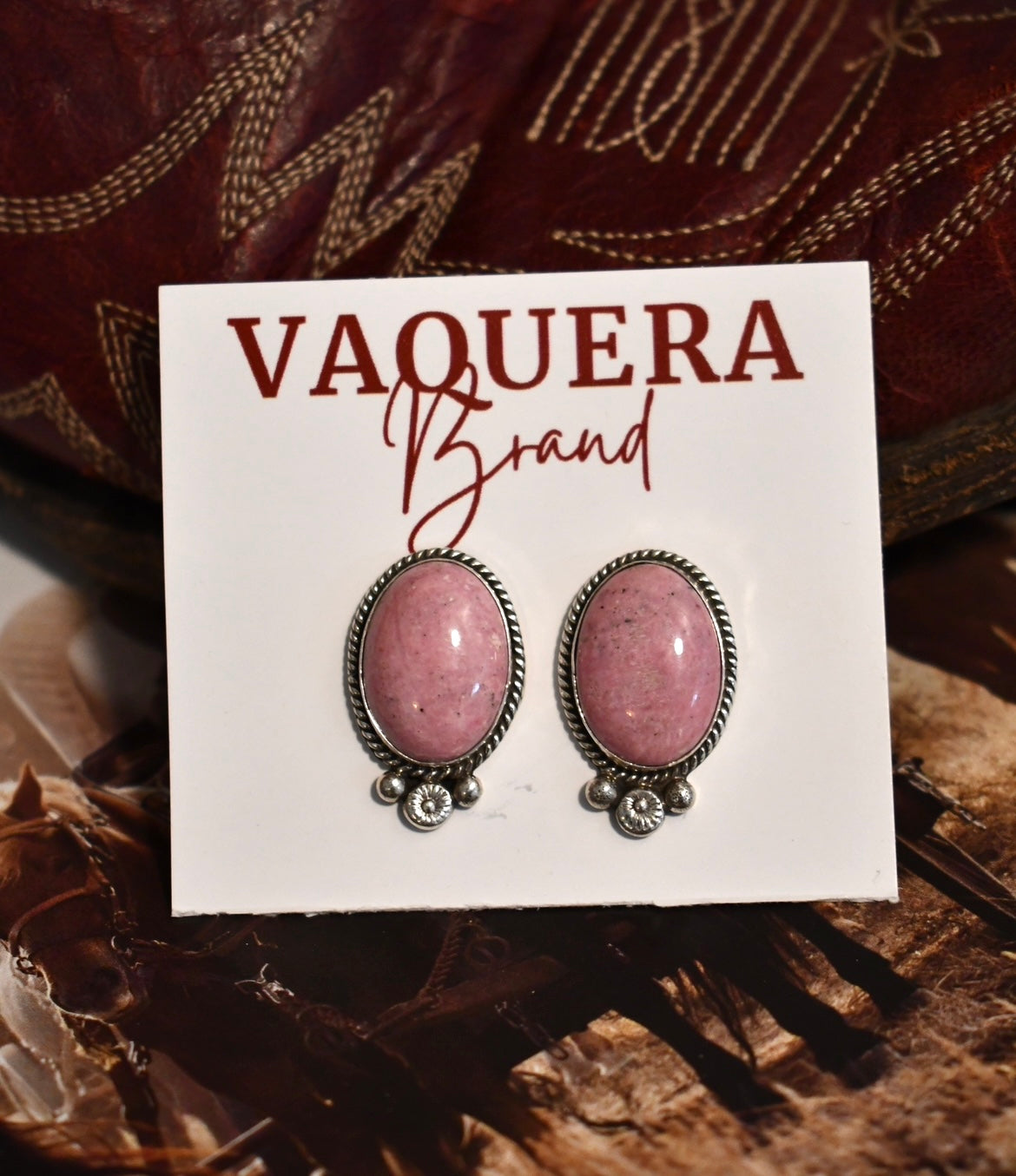 Pink Stone Studs – Vaquera Brand